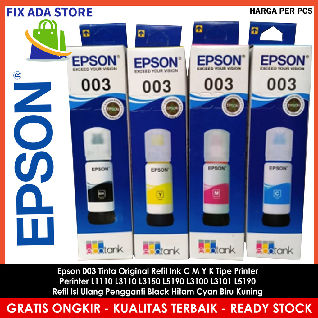 Jual Epson Tinta 003 Bk CMY Original Refil Ink C M Y K Tipe Printer ...