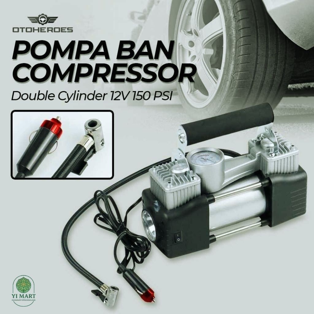 Jual Pompa Ban Compressor Double Cylinder 12V 150 PSI | Shopee Indonesia