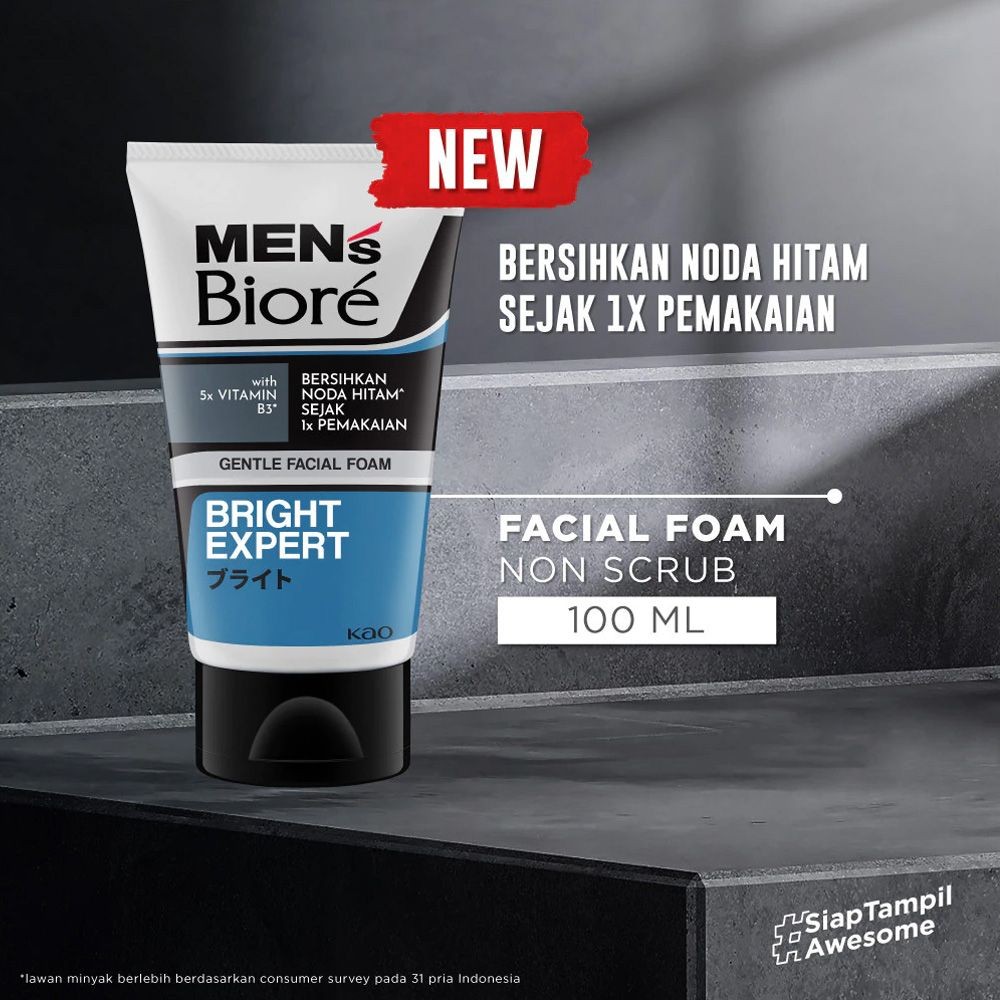 Jual KAO BIORE FACIAL FOAM MEN'S BRIGHT EXPERT 100g | Shopee Indonesia