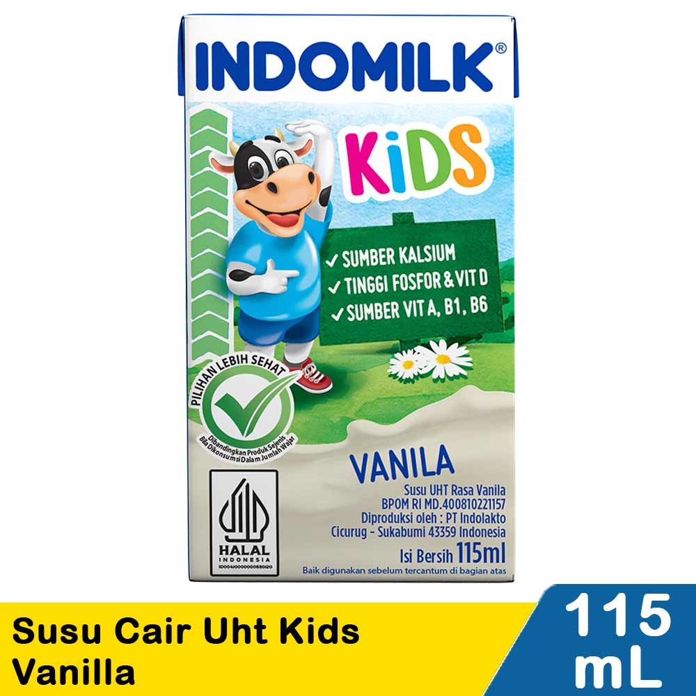 Jual INDOMILK SUSU CAIR UHT KIDS VANILLA 115mL | Shopee Indonesia