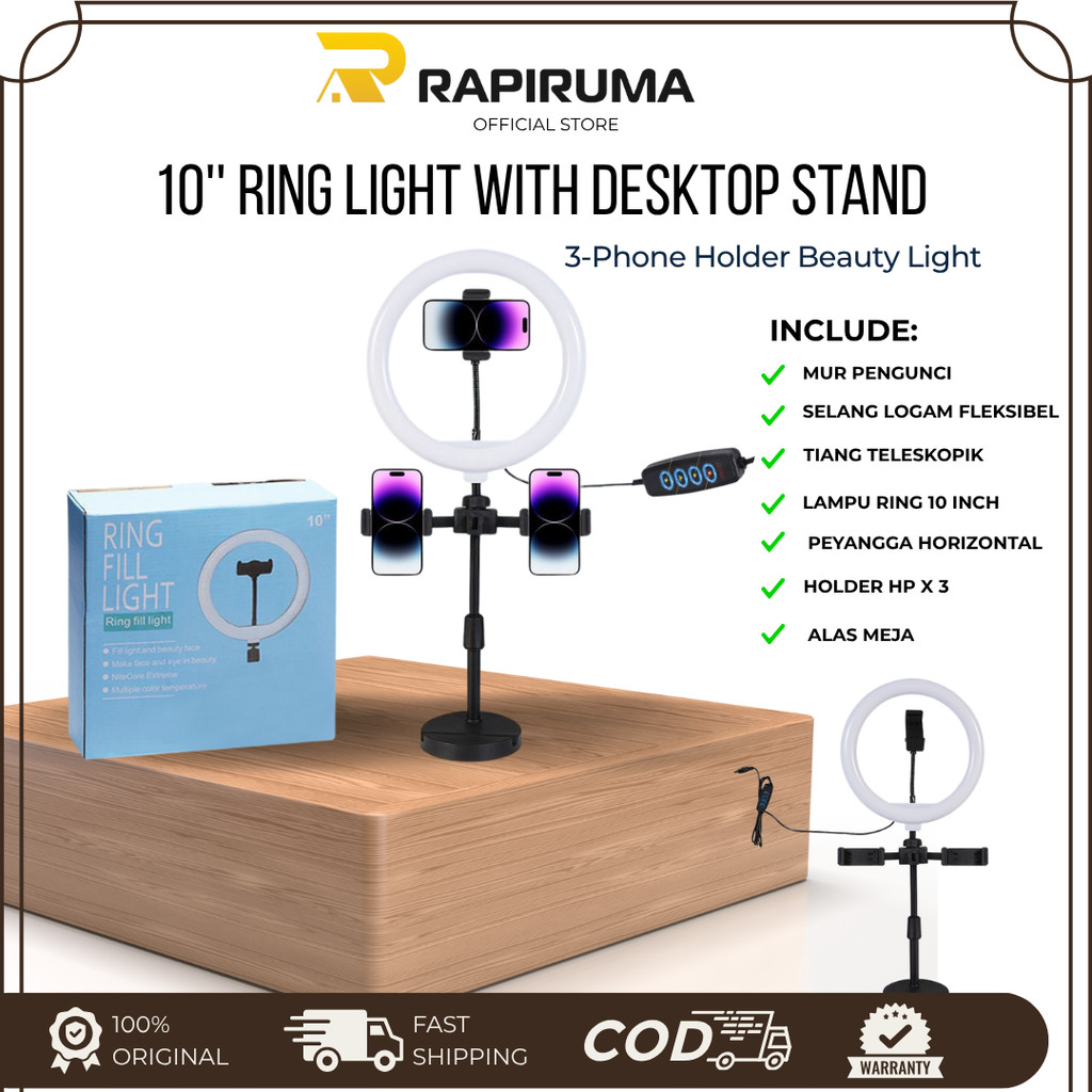 Jual Tripod Hp Remote | Ring Light Live Stream Handphone Plus Lampu ...