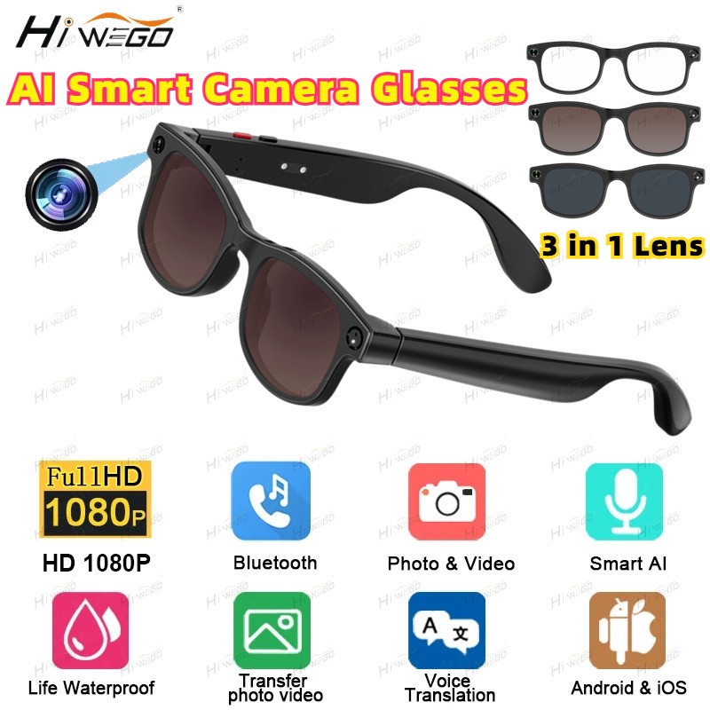 Jual 500W AI Smart Camera Sunglasses 3in1 lens ChatGPT Translation ...