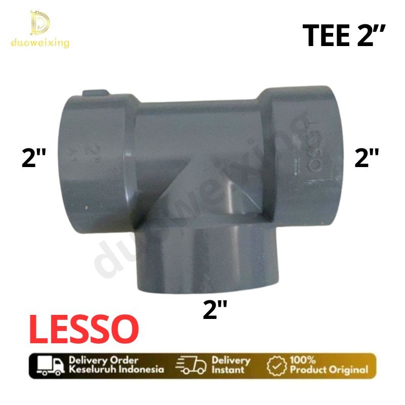 Jual LESSO Tee PVC 2" DV Fitting pipa Sambungan T Tee 2 inch 90derajat ...