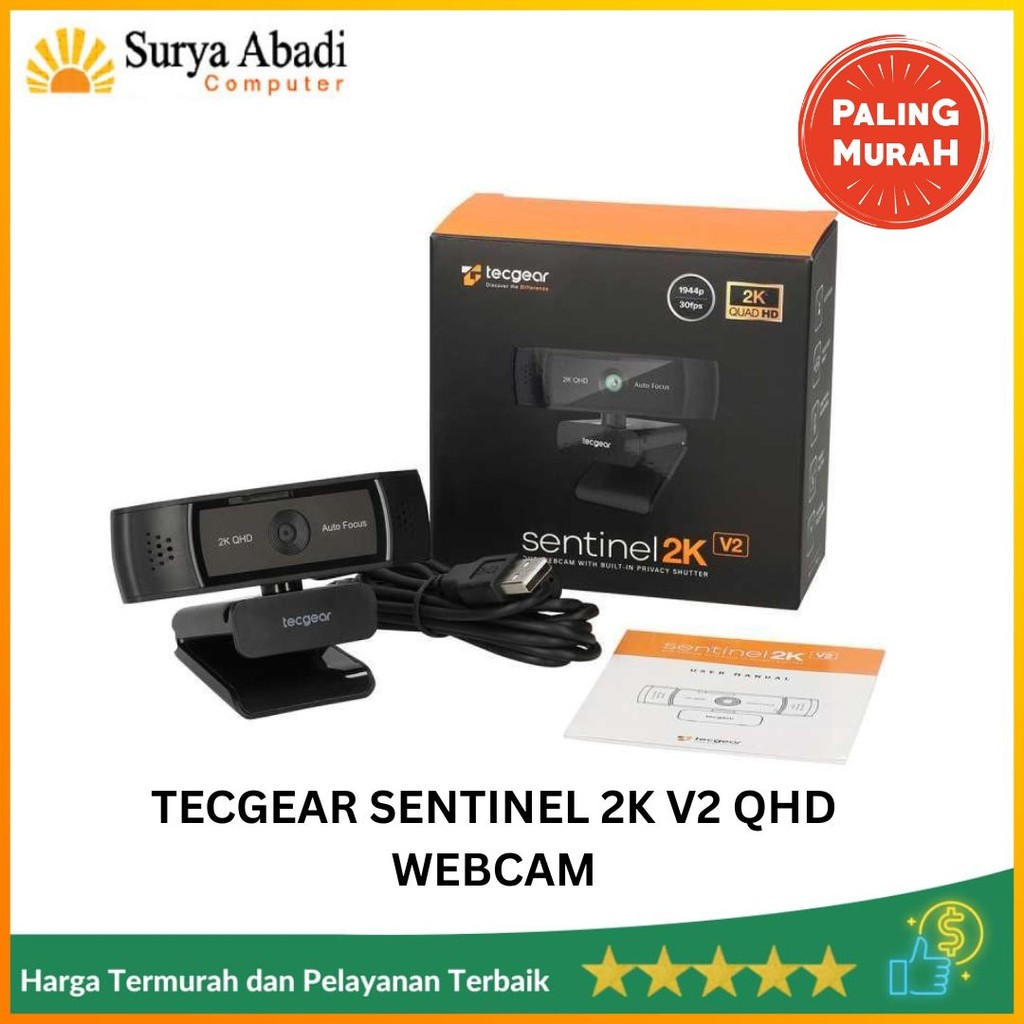 Jual TECGEAR SENTINEL 2K V2 QHD WEBCAM With Built-In Mic Microphone & Privacy Shutter | Shopee ...
