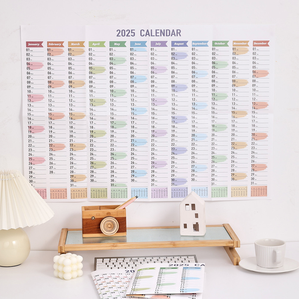 Jual 1 pc 2025 Colorful Large Size Paper Wall Calendar With Stickers ...
