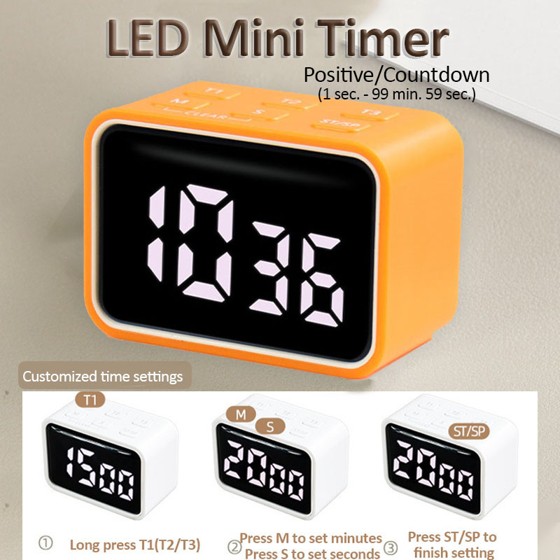 Jual Mini Digital Timer LED Visual Timer for Studying Cooking Positive ...