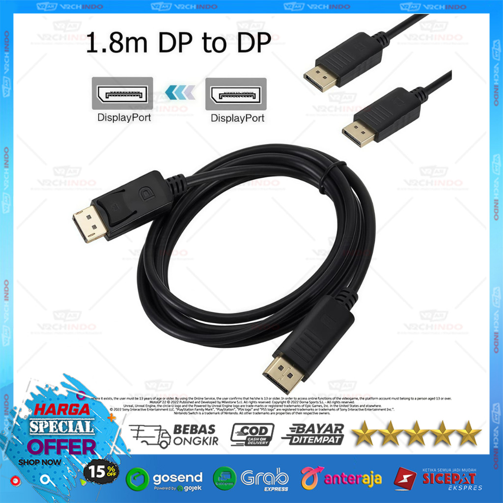 Jual Kabel DisplayPort to DisplayPort 1.8M / DP to DP Cable High ...