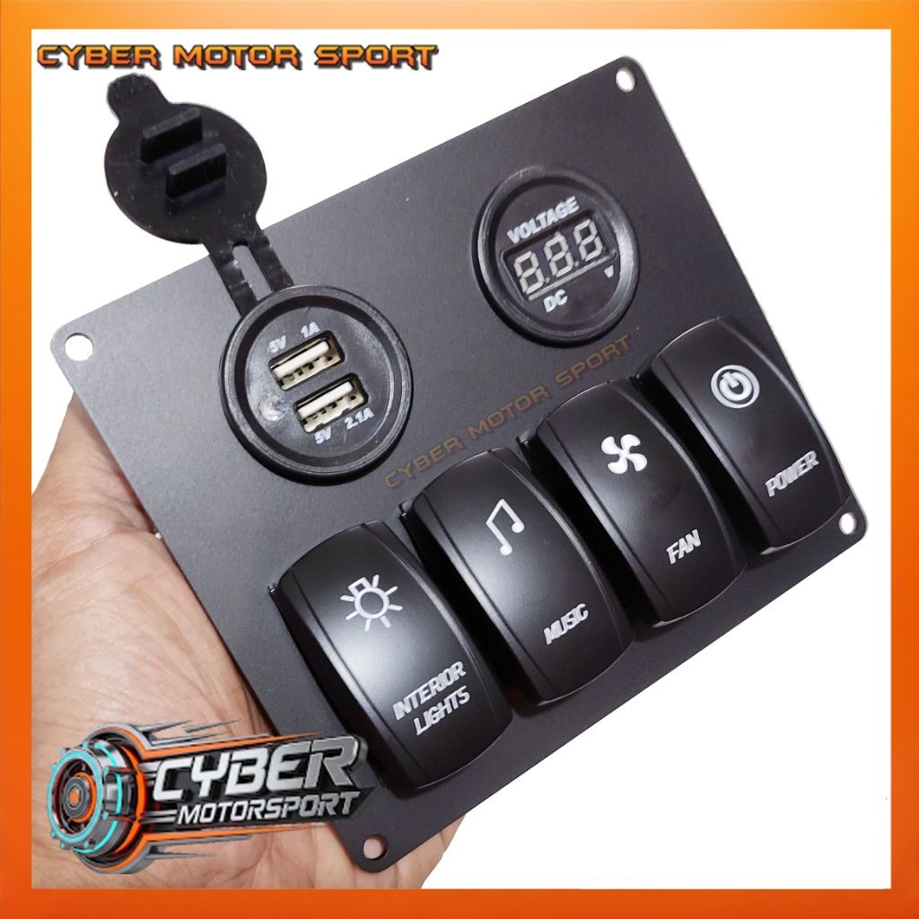 Jual dashboard panel mobil instrument 4 saklar volt meter dc socket 12 ...