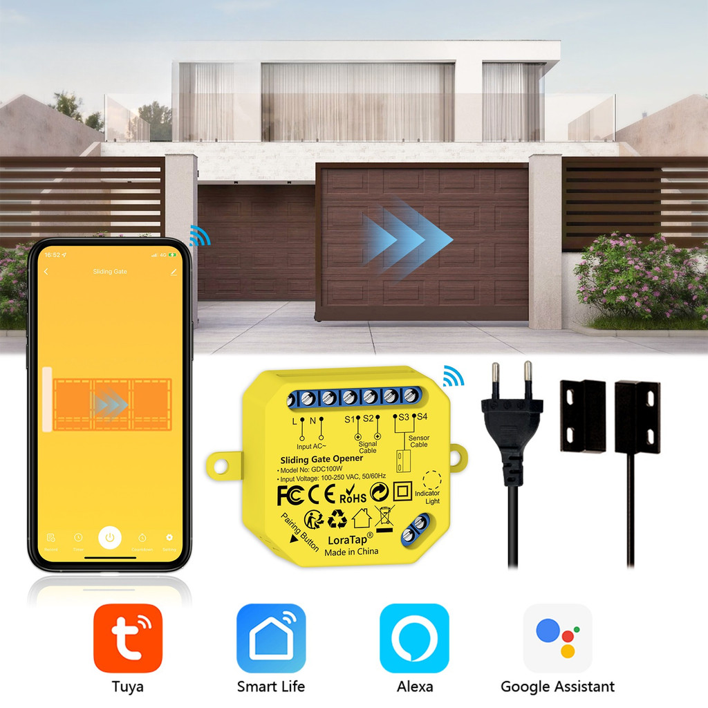 Jual QCSMART WiFi Tuya Sliding Gate Opener Controller Wired Sensor ...