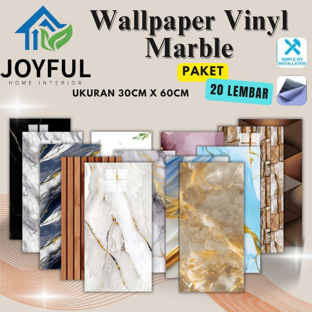Jual Joyful Home Interior - PAHE 20 Lembar Wallpaper Vinyl Dinding ...