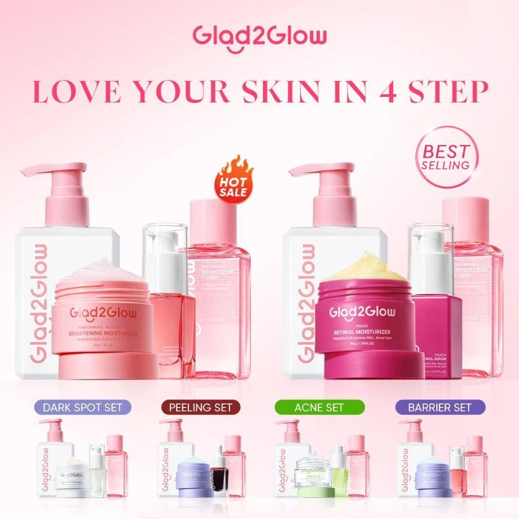 Jual [Toko Resmi] Glad2Glow 4pcs Glowing Paket Skincare All in1 ...