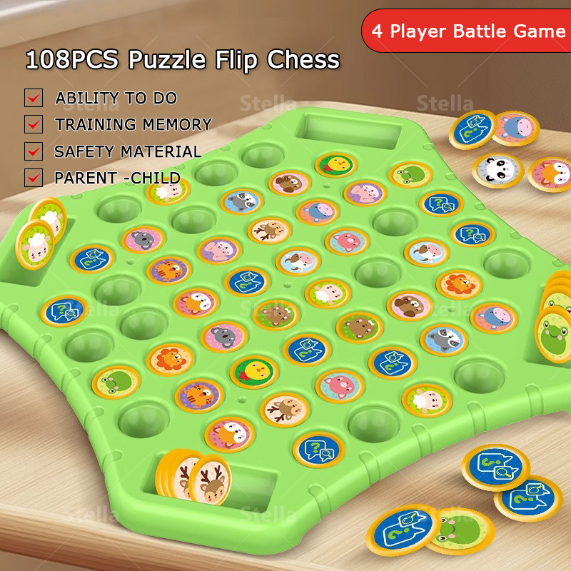 Jual 108PCS Papan Game Flip Chess 4 Orang / Flip Memori Catur Ukuran ...