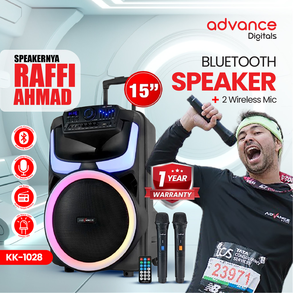 Jual Advance Digitals Audio Speaker KK-1028 15 inch RMS 65W Free 2 Mic ...