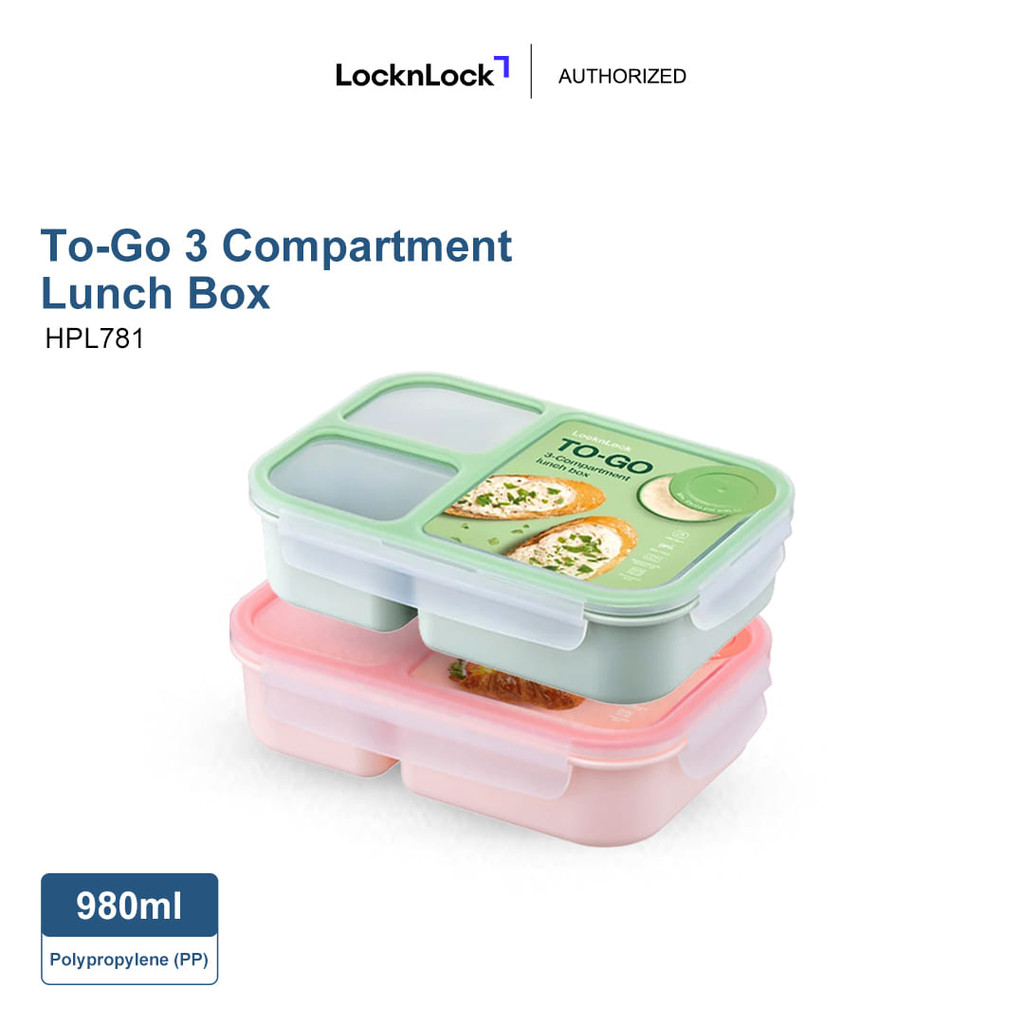 Jual LocknLock Lunch Box To-Go 3 Compartment Kotak Makan 980ml - HPL781 ...
