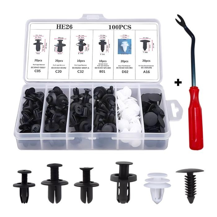 Jual 100 Pcs Baut Rivet Mobil Universal Klip Kancing Cengkeh Bumper ...