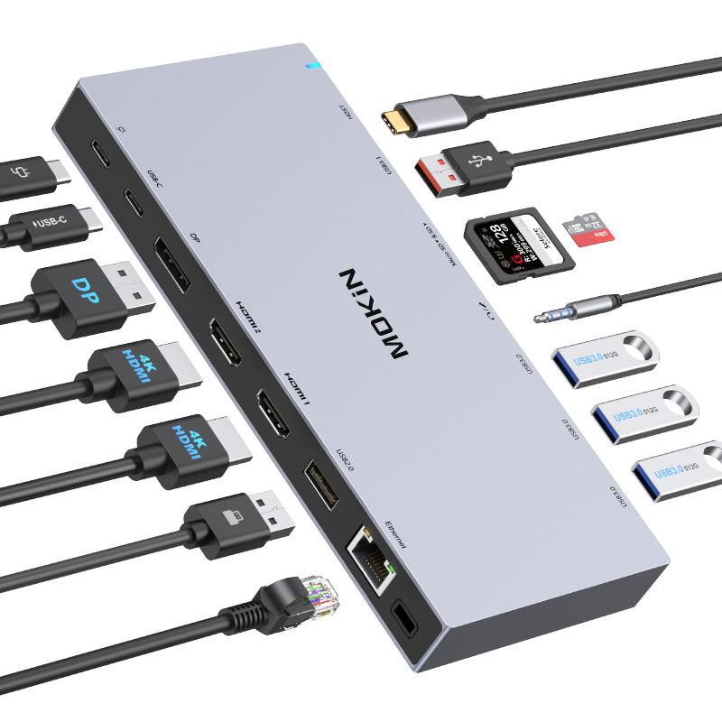 Jual MOKiN USB C Hub: 4K60Hz 2*HDMI,DP, 1Gbps RJ45, SD/TF, 5 USB Ports ...