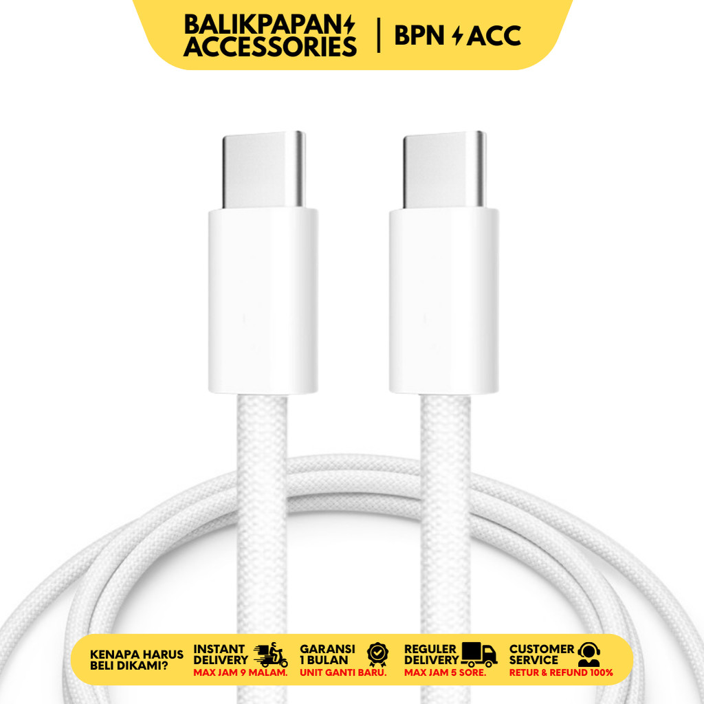 Jual Kabel Data Charger iP USB-C ke C 60W 240W Charge Cable Woven Fast ...