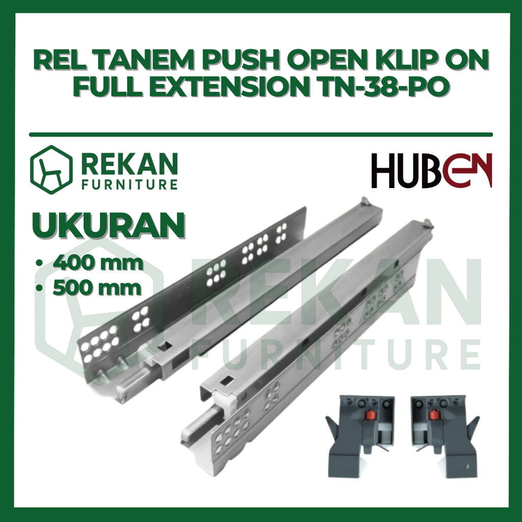 Jual Rel Laci HUBEN Push Open TN-38-PO | Rel Tanam Full Extension 30kg ...