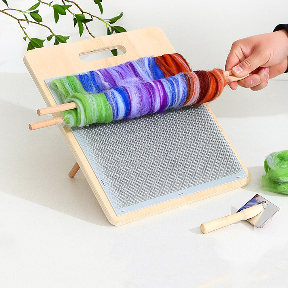 Jual 1 Set Wool Blend Carding Kit with Brushes & Dowels, Fiber Carding ...