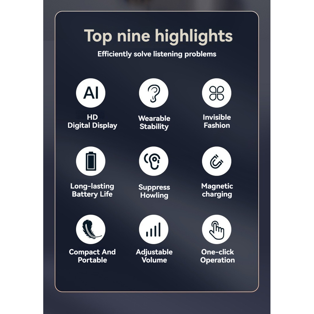 Jual Rechargeable Elderly Hearing Aid ITE Deaf Digital Display The ...