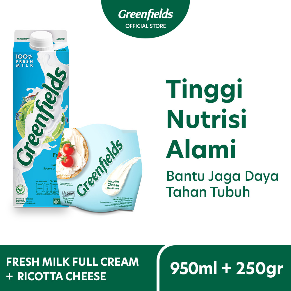 Jual [HOME CHEF] Greenfields Fresh Milk 950 ml Full Cream + Ricotta ...