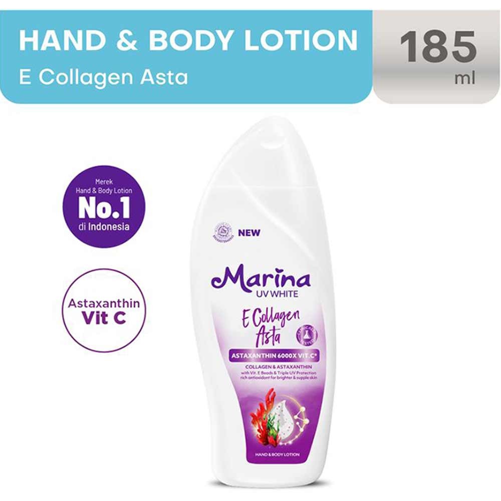 Jual MARINA HAND BODY LOTION UV WHITE E COLLAGEN ASTA 185mL | Shopee ...