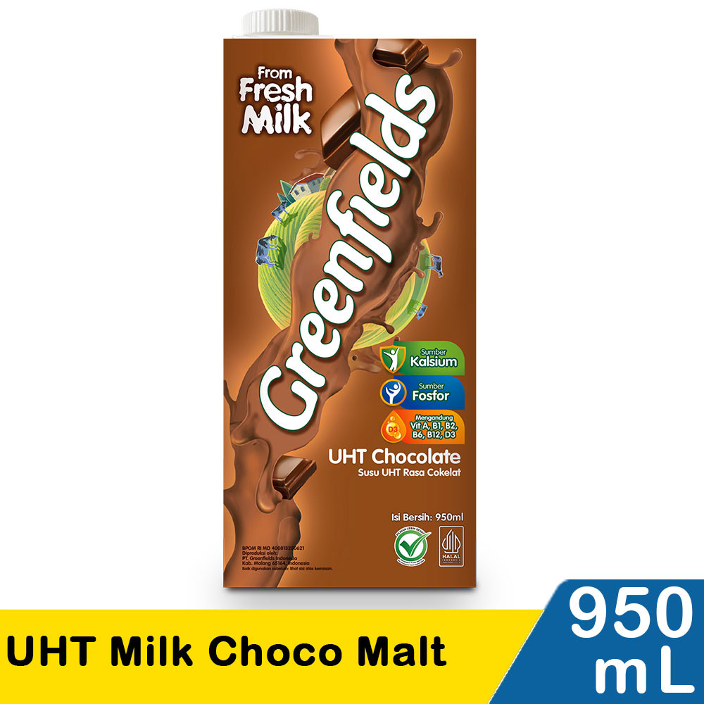 Jual GREENFIELDS UHT MILK CHOCOLATE 1000/950mL | Shopee Indonesia