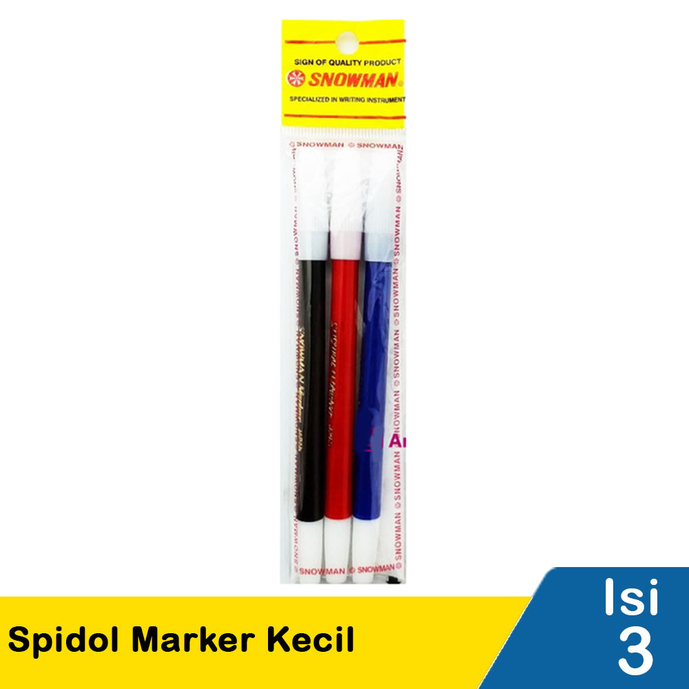 Jual SNOWMAN SPIDOL MARKER KECIL 3'S MERAH,BIRU,HTM | Shopee Indonesia