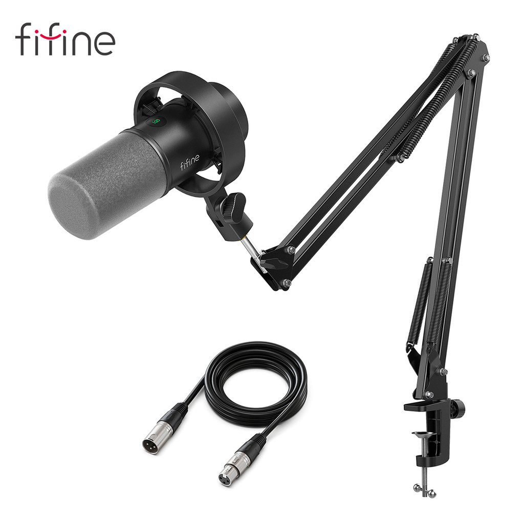 Jual FIFINE Podcast Microphone Audio Mixer Headset kit with Boom Arm ...