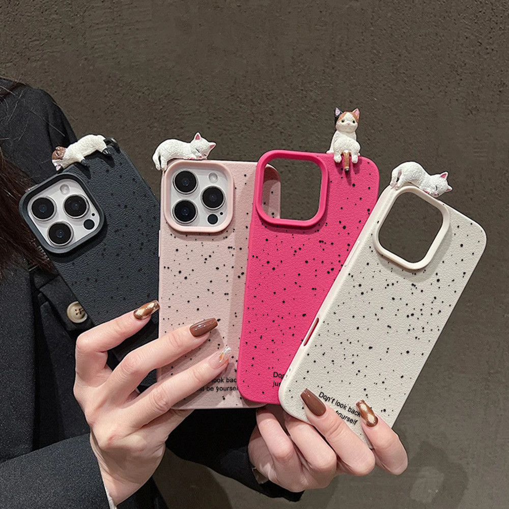 Jual Leather Lucu 3D Lying Cat Casing Ponsel for IPhone 11 XR 13 15 12 ...