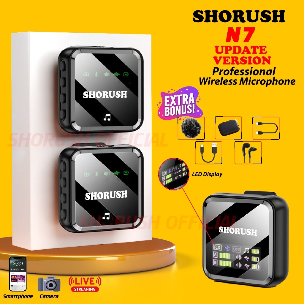 Jual Shorush N7 Professional Microphone Mic Clip On Wireless Kotak Mic ...