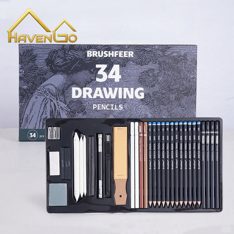 Jual Pensil Sketsa Set 34Pcs Lengkap Untuk Pemula Profesional Alat ...
