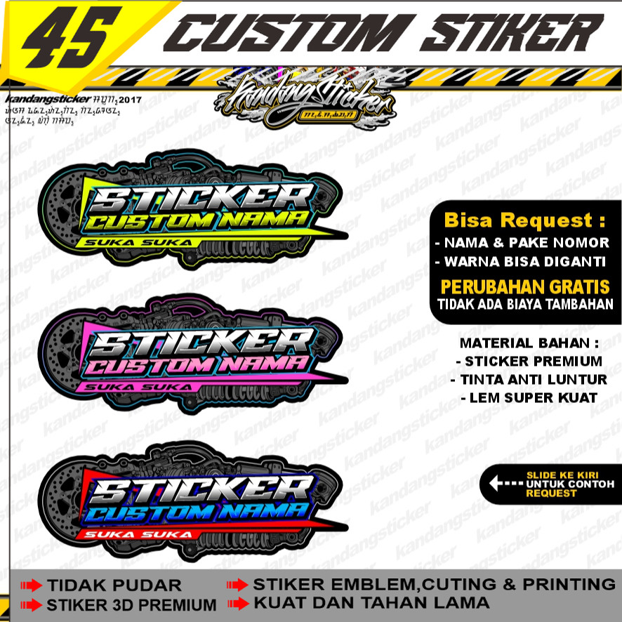 Jual Stiker Racing Custom Satuan Nama Suka Suka Sticker Bengkel Motor ...
