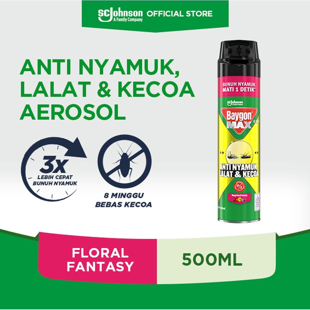 Jual BAYGON MAX INSEKTISIDA SPRAY ANTI NYAMUK FLORAL FANTASY 500mL ...