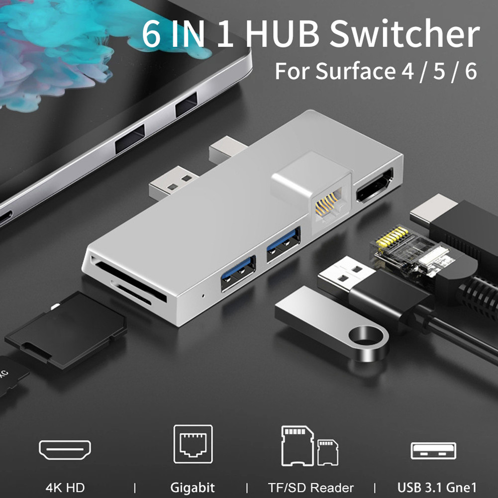 Jual 6 in 1 Docking Station Hub TF Card Reader Docking Station Hard ...