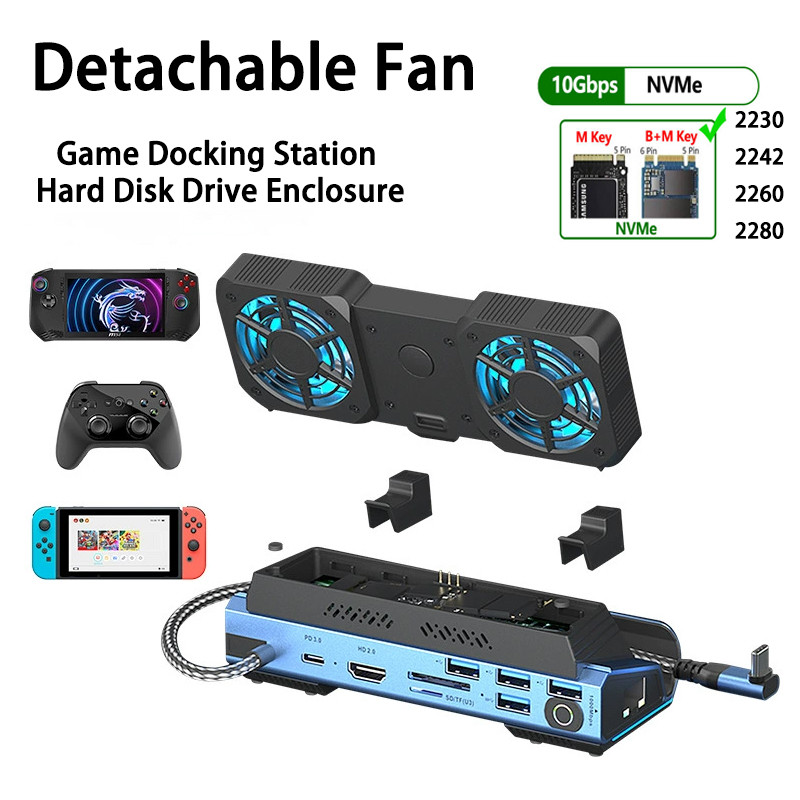 Jual PD3.0 SD/TF RJ45 Deta-able Fan steamdeck ROG swit- gaming docking ...