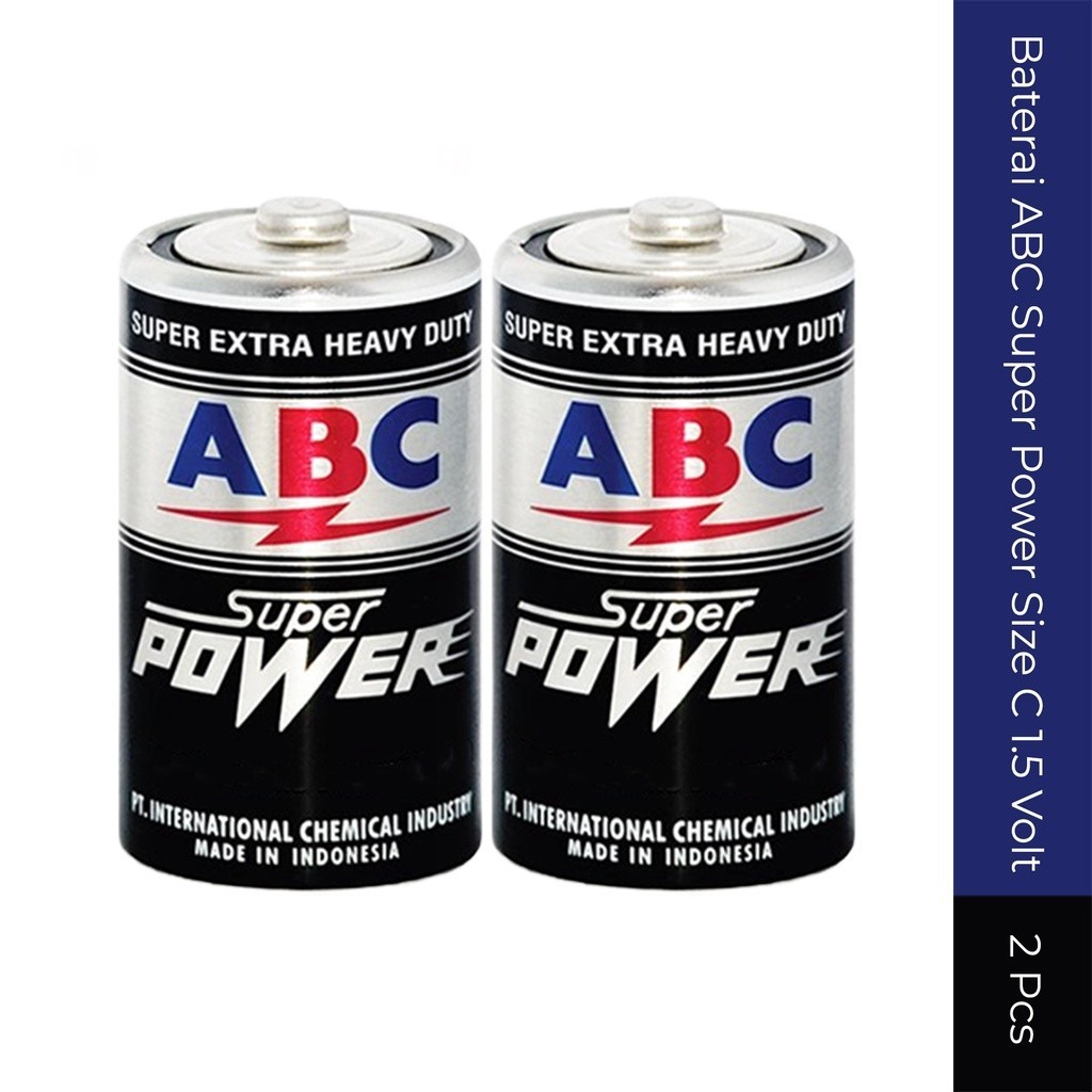 Jual Baterai ABC Super Power Size C 1.5 Volt isi 2 Pcs | Shopee Indonesia