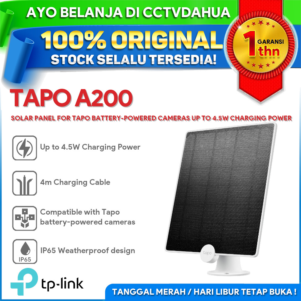 Jual TP-LINK TAPO A200 SOLAR PANEL FOR TAPO BATTERY-POWERED CAMERAS UP ...