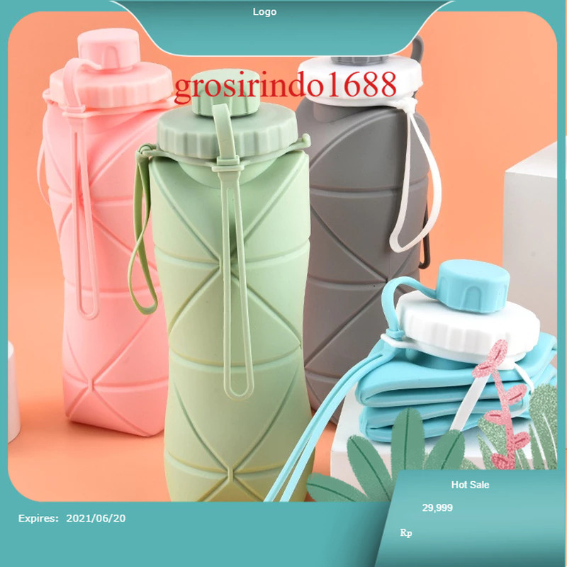 Jual GROSIRINDO1688 Botol Air Lipat Silikon Portabel Reusable Botol Air ...