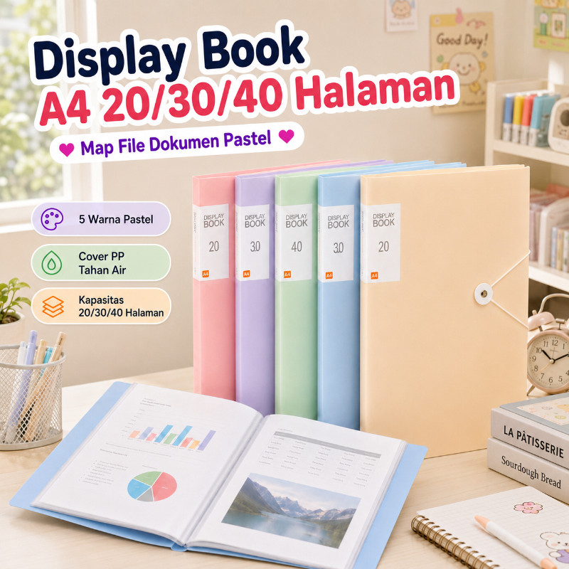 Jual Display Book A4 20 30 40 Halaman Map File Dokumen Pastel Tahan Air ...