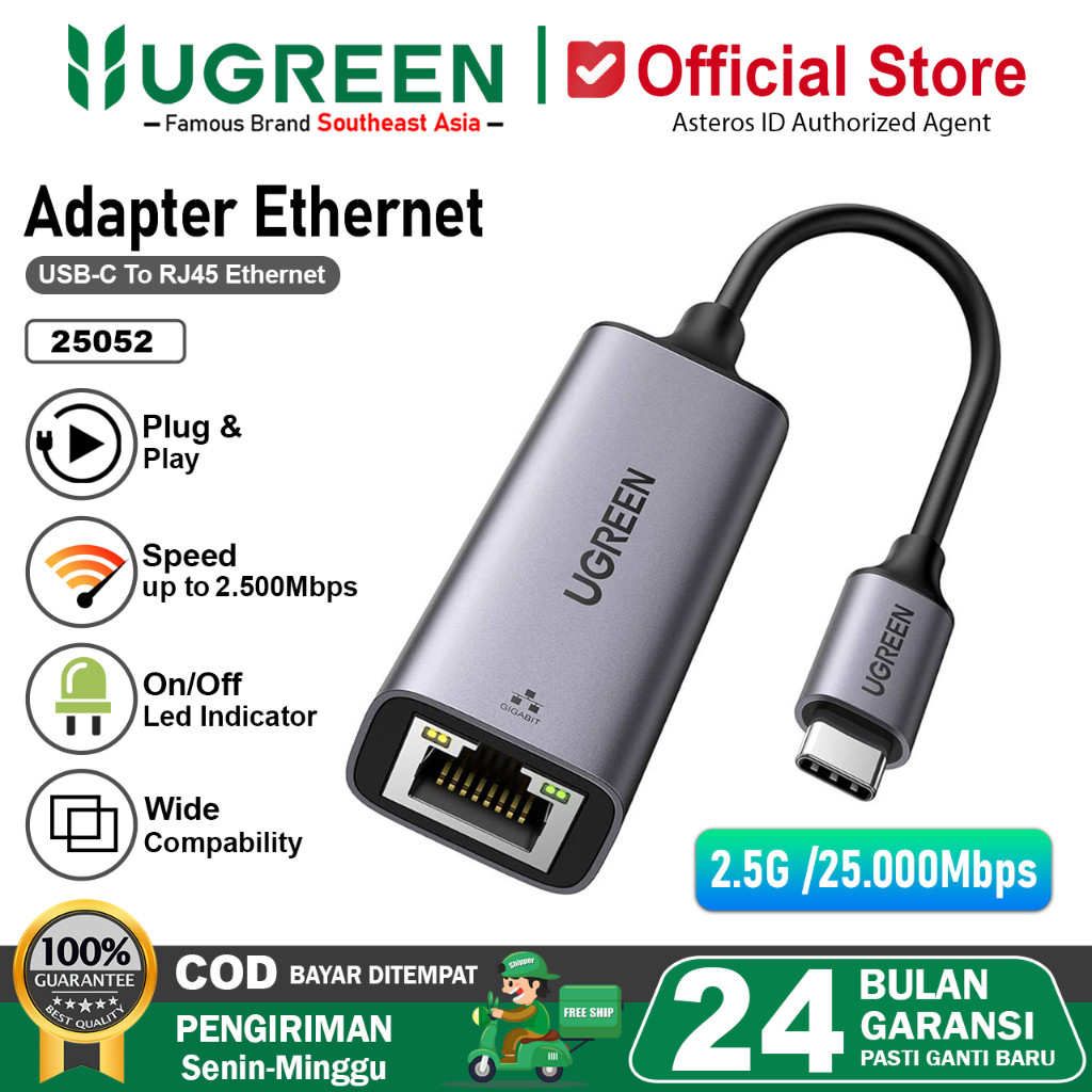 Jual UGREEN USB Type C To Lan Ethernet Adapter 2.5G 2500Mbps USB 3.0 ...
