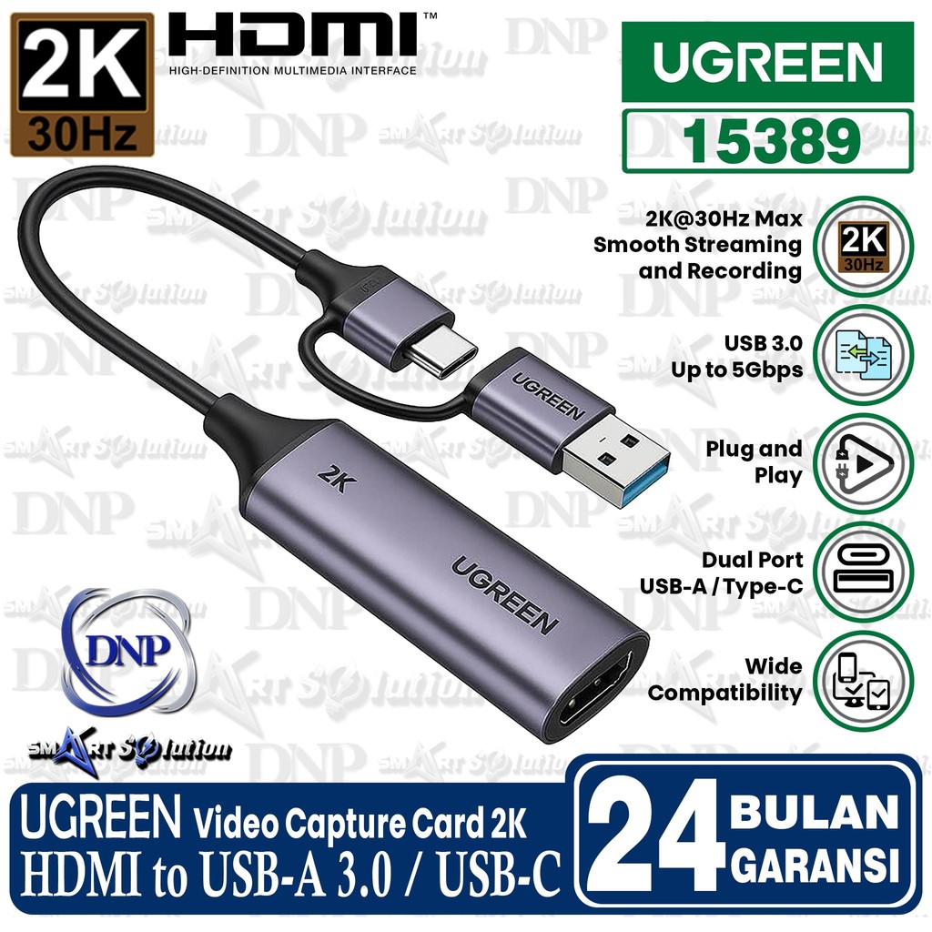 Jual UGREEN Video Capture Card HDMI to USB 3.0 / USB-C 2K@30Hz for ...