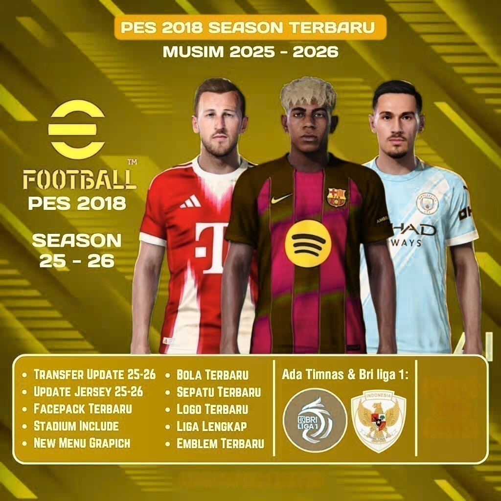 Jual PES 2018 PATCH SEASON 2025 - GAME PC - GAME LAPTOP - GAME OFFLINE ...