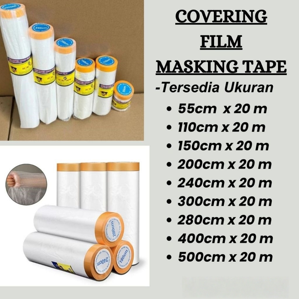 Jual Covering Film Masking Tape Adhesive (Panjang 20 Meter), Ukuran ...