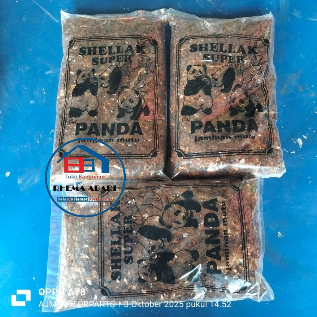 Jual RHEMA Shellac Shellak Sirlak SERLAK Tiger PANDA kemasan 0,5 1/2 kg ...