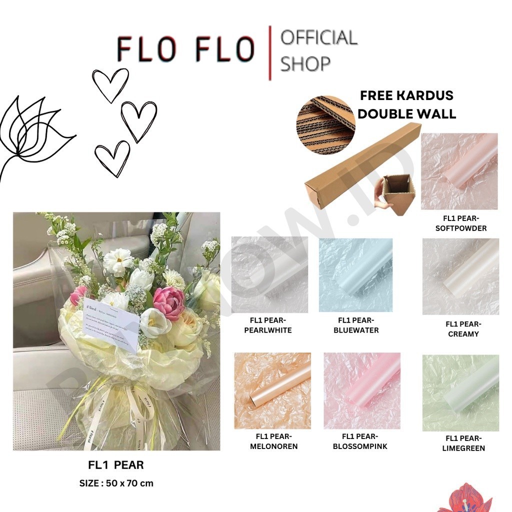 Jual FLO FLO - (5 LEMBAR) - FL1 PEARLESCENT Kertas Bunga Buket Waterproof Color / Kertas Buket ...