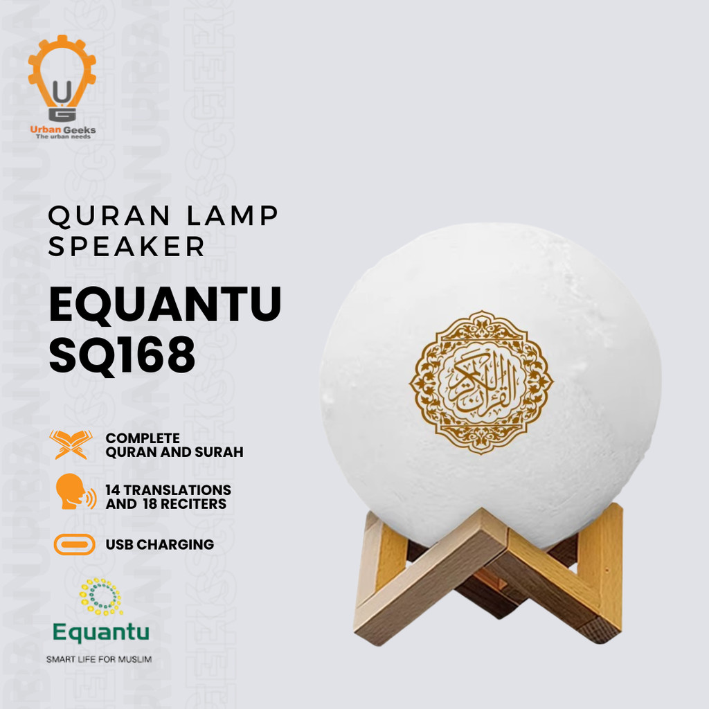 Jual Equantu SQ168 Speaker Quran Lampu Bulan LED 7 Warna Touch Control ...