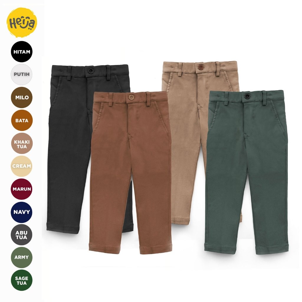 Jual MALLALLYSON CELANA ANAK CHINO STRETCH PANJANG Warna Polos 1-10 ...