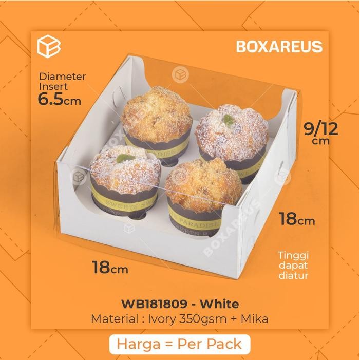 Jual READY DUS CUPCAKE ISI 4 Box Packaging Muffin Cake Kemasan Roti ...