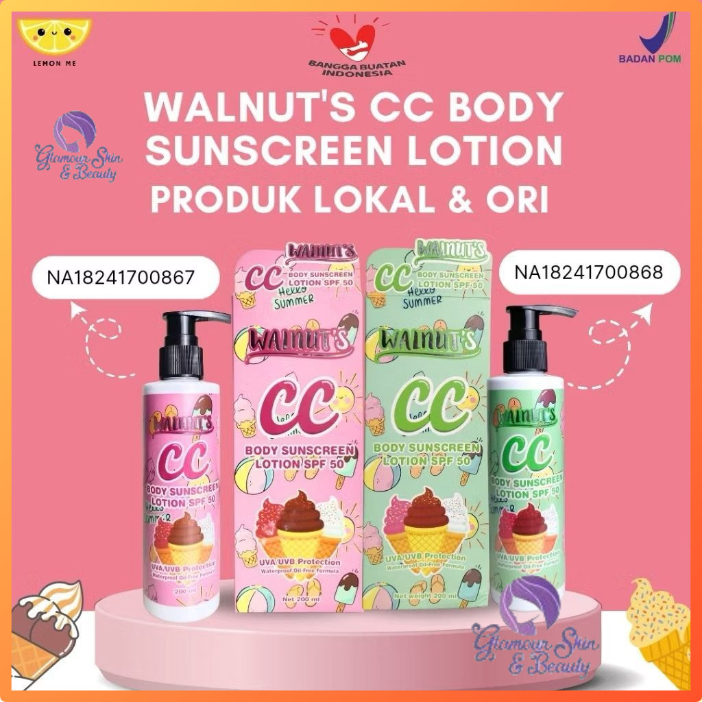 Jual CC Walnuts Body Lotion Suncreen SPF50+++ Tone Up BPOM 200ML ...
